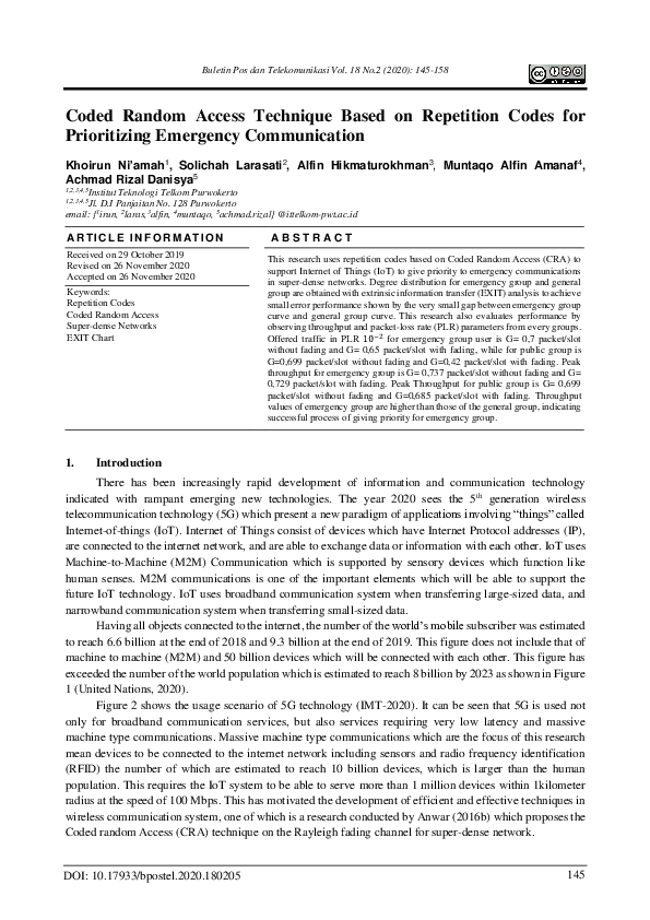 (PDF) Coded Random Access Technique Based on Repetition Codes for Prioritizing Emergency ...