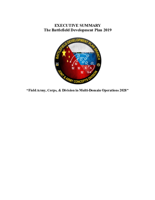 (PDF) EXECUTIVE SUMMARY The Battlefield Development Plan 2019: Field ...