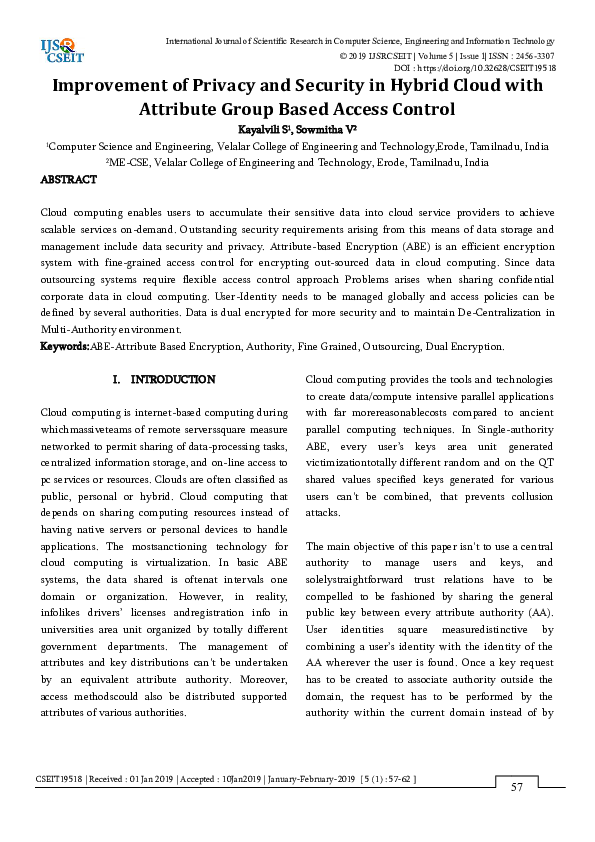 Pdf Improvement Of Privacy And Security In Hybrid Cloud With