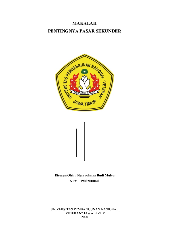 (PDF) MAKALAH PENTINGNYA PASAR SEKUNDER