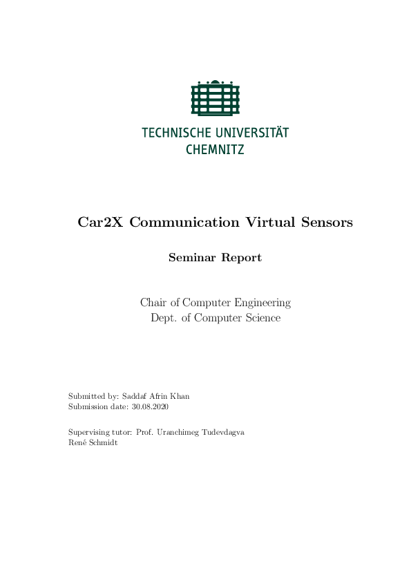 (PDF) Car2X Communication Virtual Sensors