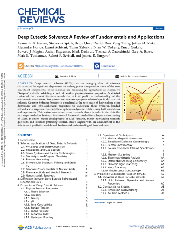 (PDF) Deep Eutectic Solvents: A Review of Fundamentals and Applications