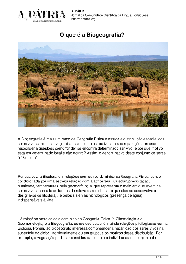 (PDF) O que é a Biogeografia?