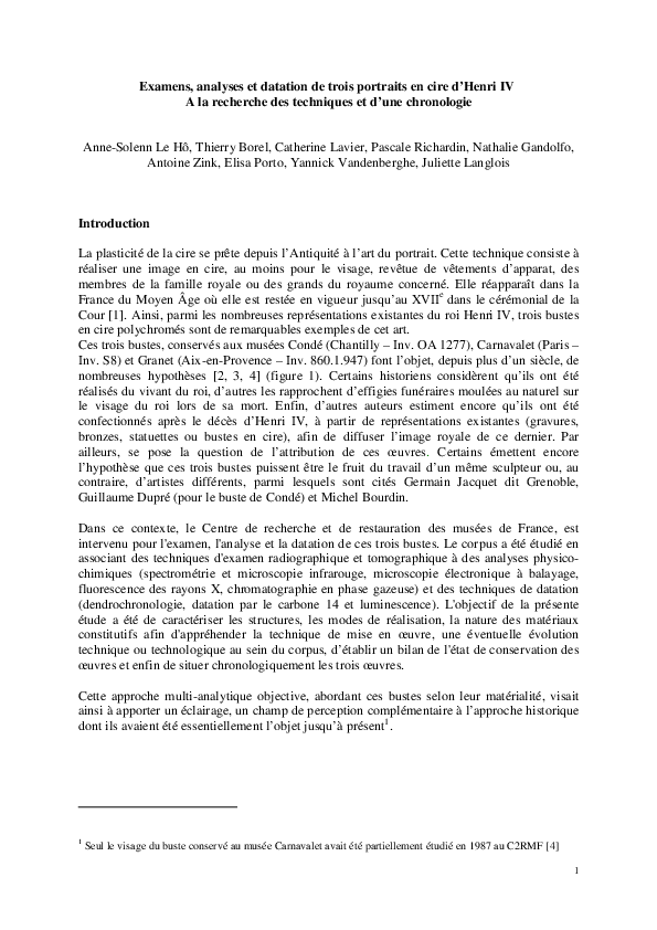 (PDF) Examens, analyses et datation de trois portraits en cire d’Henri ...