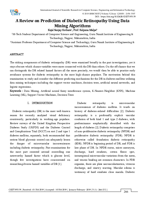 (PDF) A Review on Prediction of Diabetic Retinopathy Using Data Mining Algorithms