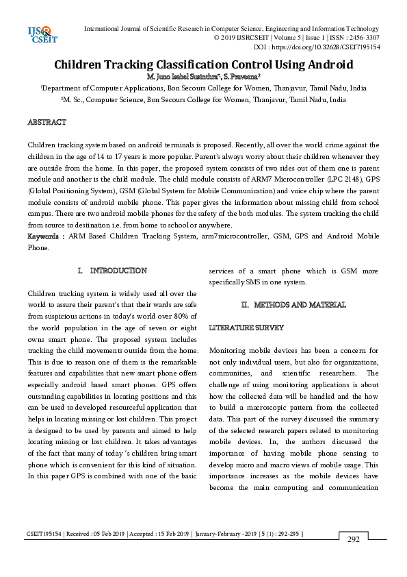 (PDF) Children Tracking Classification Control Using Android