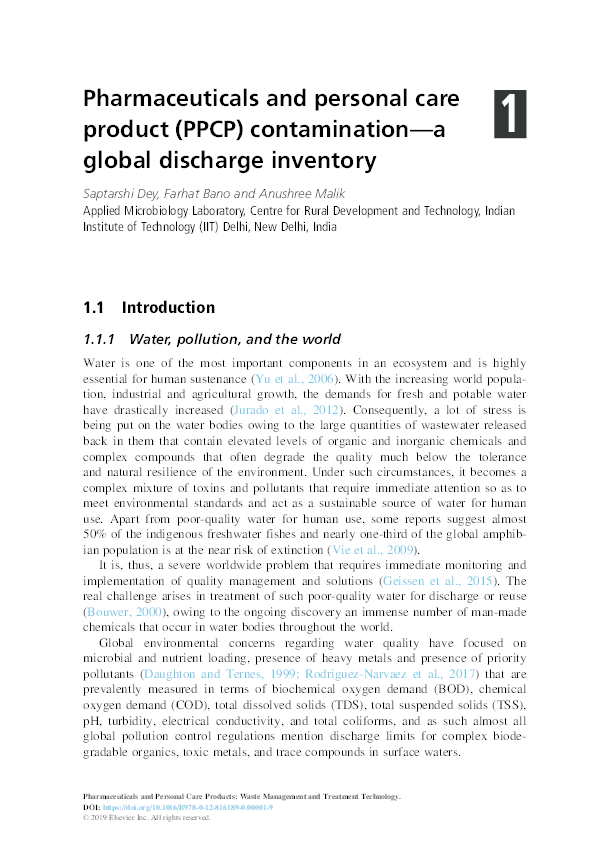 (PDF) Pharmaceuticals and personal care product (PPCP) contamination-a ...