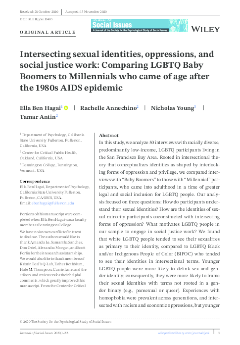 (PDF) Intersecting sexual identities, oppressions, and social justice ...