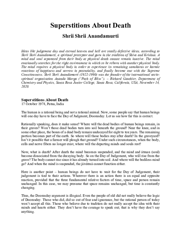 (PDF) Superstitions About Death