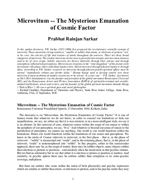 (PDF) Microvitum -- The Mysterious Emanation of Cosmic Factor