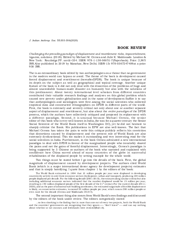 (PDF) Review of Challenging the prevailing paradigm of displacement and ...
