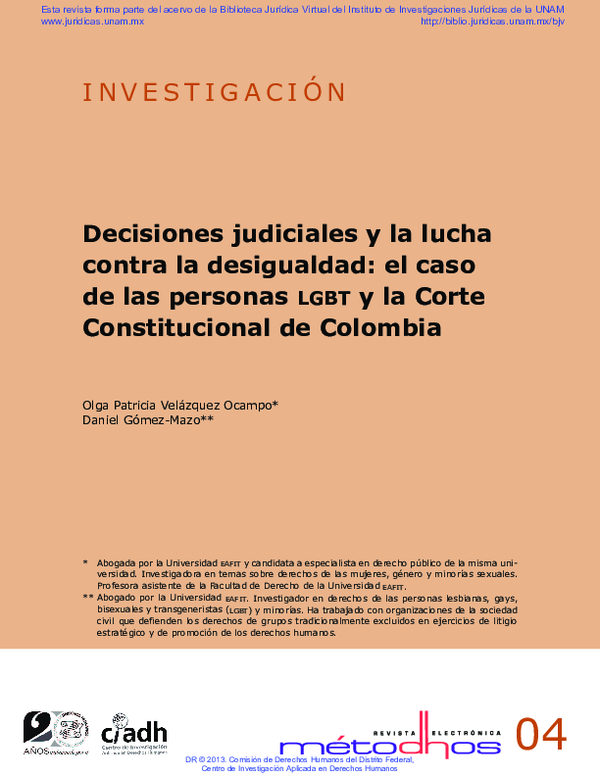 (PDF) Decisiones judiciales y la lucha contra la desigualdad: el caso ...
