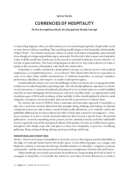 (PDF) Currencies of Hospitality: On the Surreptitious Work of a ...