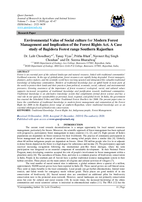 (PDF) Environmental Value of Social culture for Modern Forest ...