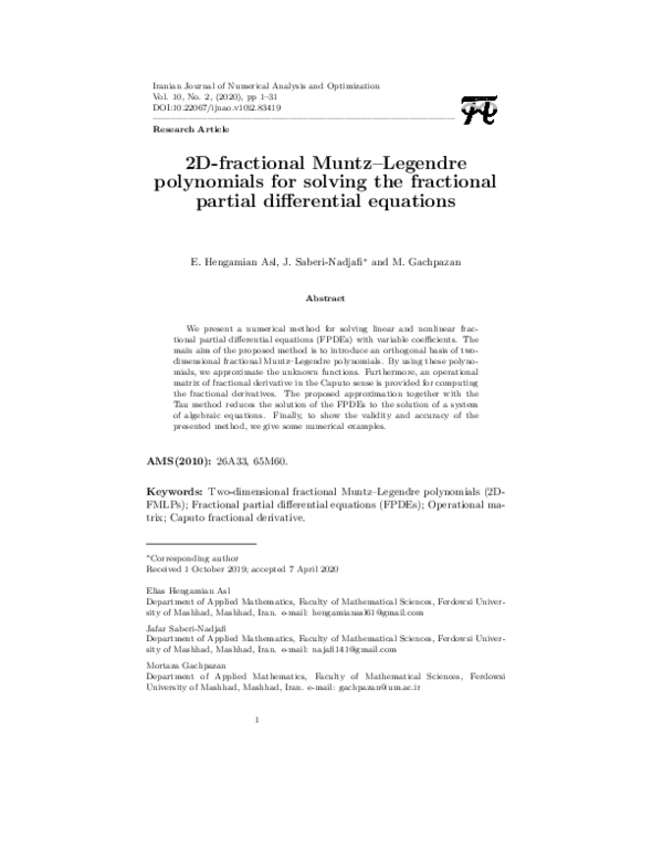 (PDF) 2D-fractional Muntz-Legendre polynomials for solving the fractional partial differential ...