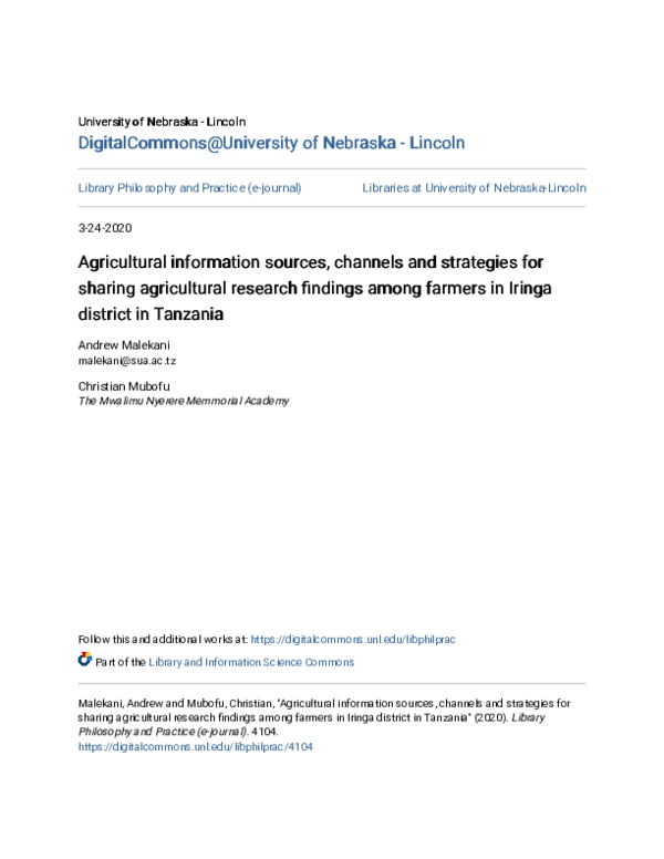 (PDF) Agricultural Information Sources