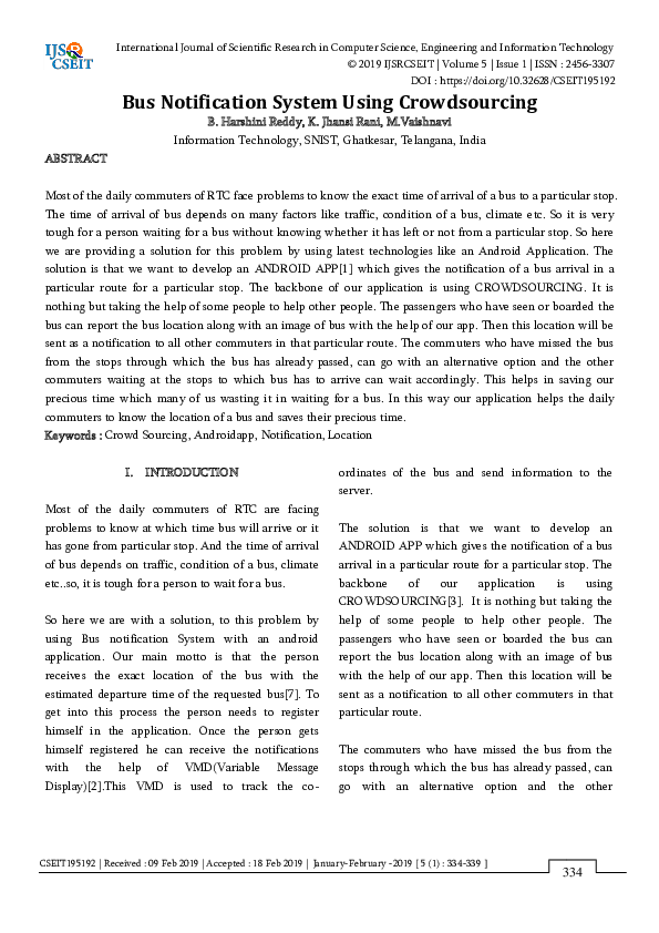 (PDF) Bus Notification System Using Crowdsourcing