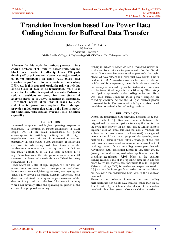 Pdf Ijert Transition Inversion Based Low Power Data Coding Scheme For 9214