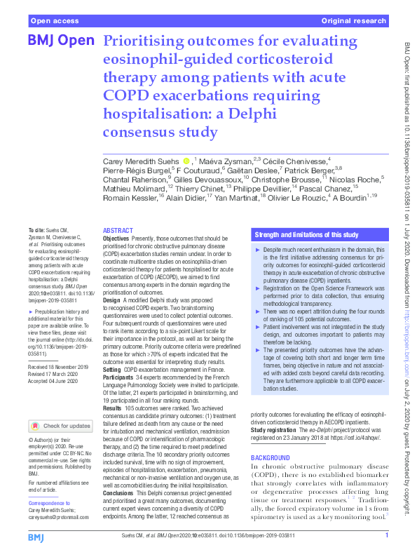 (PDF) Prioritising outcomes for evaluating eosinophil-guided corticosteroid therapy among ...