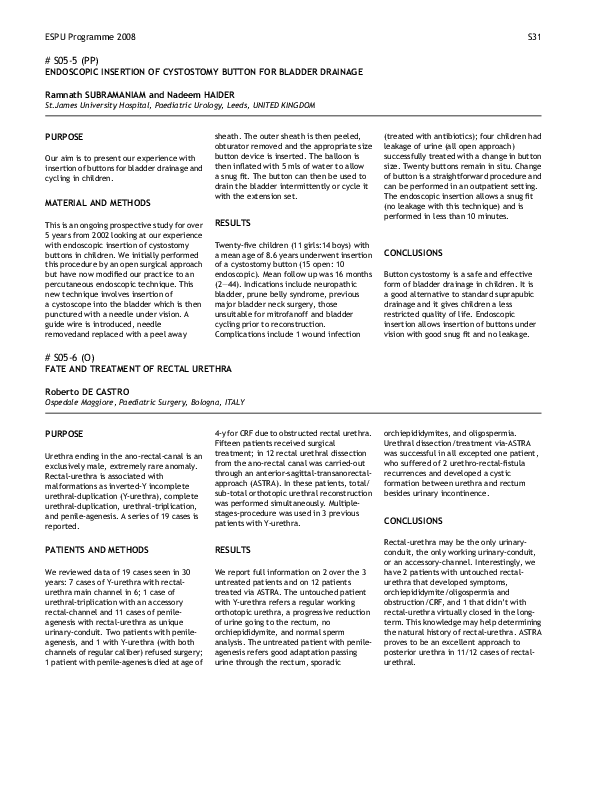 (PDF) Endoscopic insertion of Cystostomy Button for Bladder Drainage