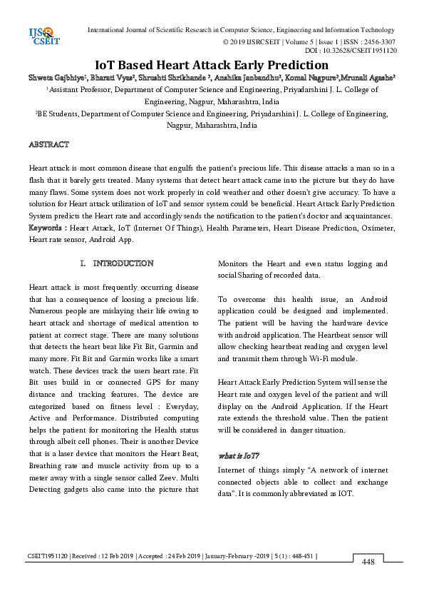 (PDF) IoT Based Heart Attack Early Prediction (PDF) IoT Based Heart Attack Early Prediction