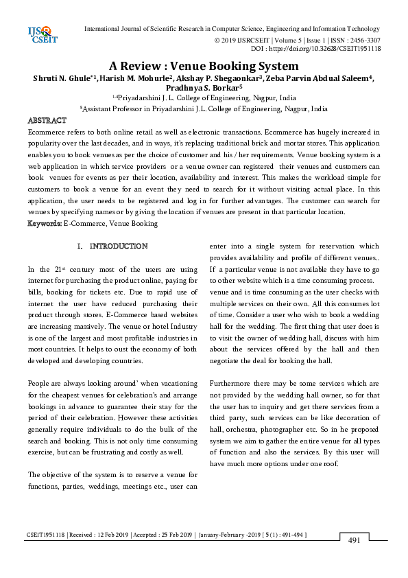 (PDF) A Review : Venue Booking System