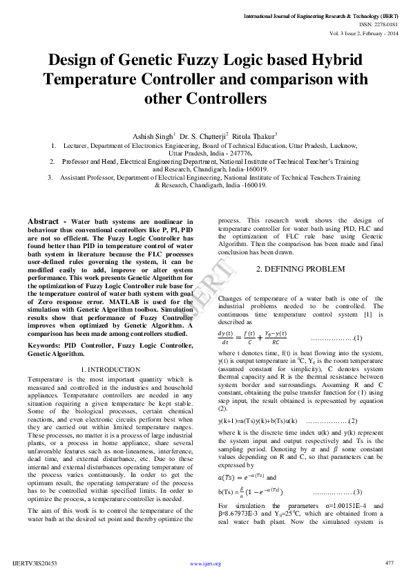 (PDF) IJERT-Design of Genetic Fuzzy Logic based Hybrid Temperature Controller and comparison ...