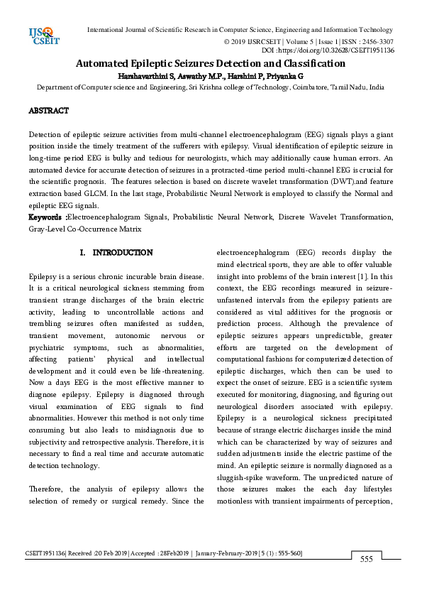 (PDF) Automated Epileptic Seizures Detection and Classification