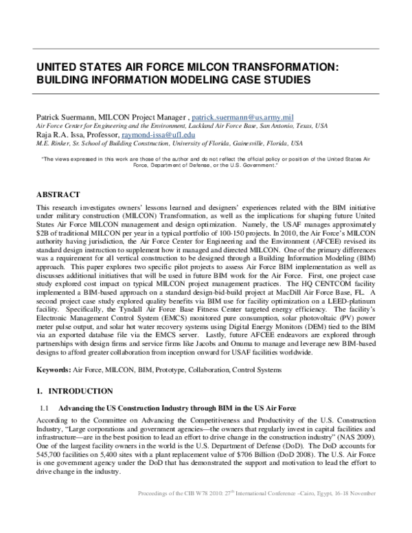(PDF) United States Air Force Milcon Transformation: Building ...