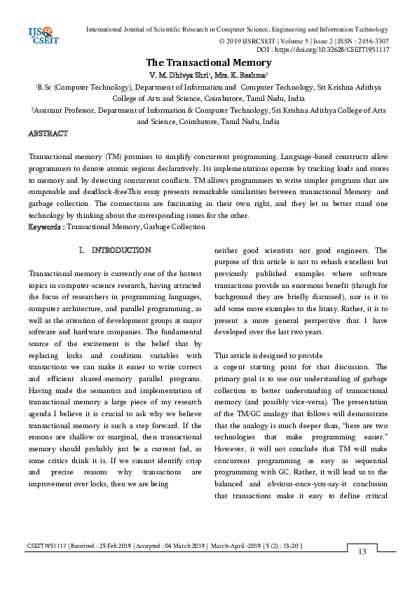 Pdf The Transactional Memory