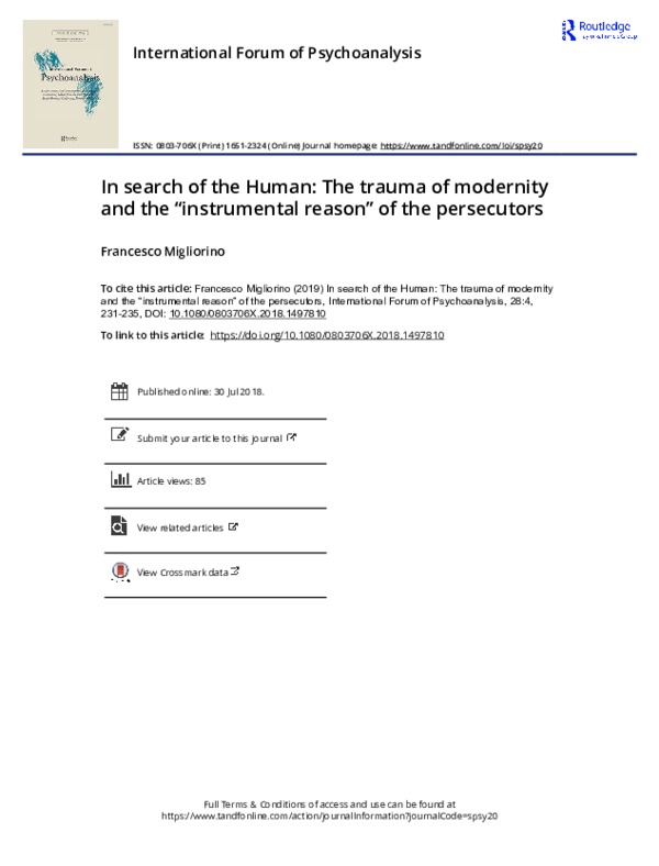 (PDF) In search of the Human: The trauma of modernity and the ...