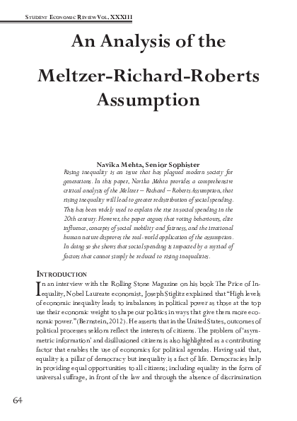 (PDF) An analysis of the Meltzer-Richard-Roberts assumption