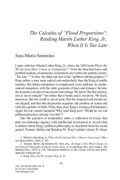 (PDF) The Calculus of “Flood Proportions”: Reading Martin Luther King ...