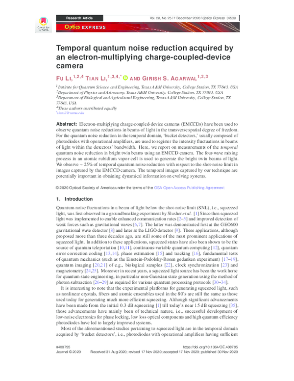 (PDF) Temporal quantum noise reduction acquired by an electron ...