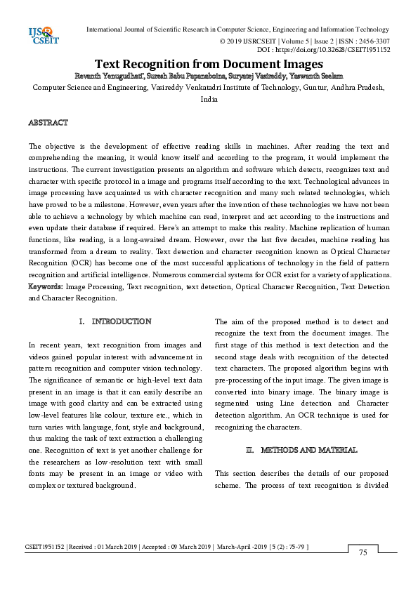 (PDF) Text Recognition from Document Images | International Journal of ...