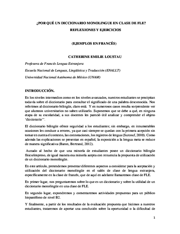 (PDF) POR QUE UN DICCIONARIO MONOLINGUE EN CLASE DE FLE Reflexiones y ...