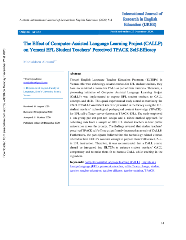 (PDF) The Effect of Computer-Assisted Language Learning Project (CALLP ...