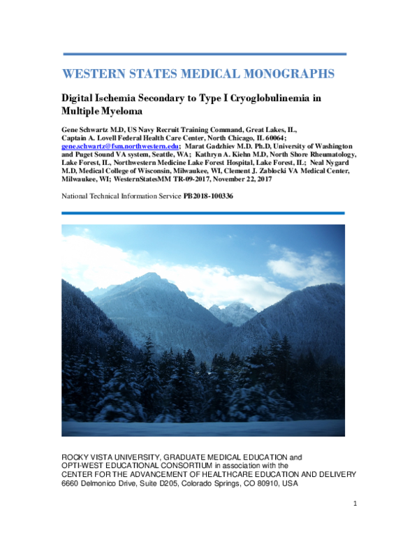 (PDF) WESTERN STATES MEDICAL MONOGRAPHS Digital Ischemia Secondary to ...
