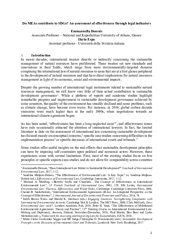(PDF) Do MEAs contribute to SDGs? An assessment of effectiveness ...