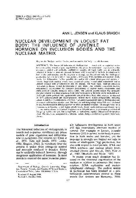 (PDF) Nuclear development in locust fat body: The influence of juvenile ...