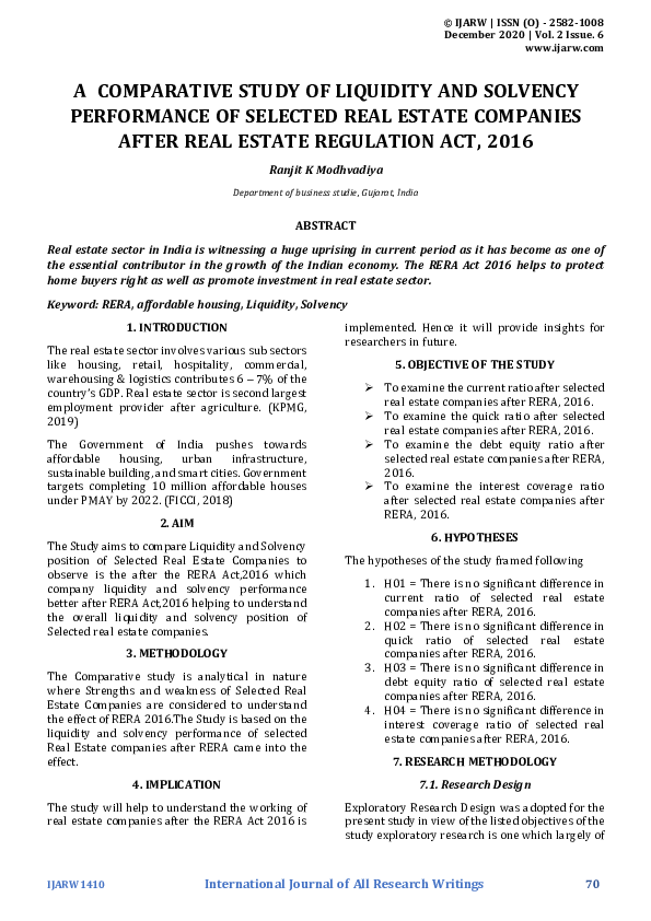 (PDF) A COMPARATIVE STUDY OF LIQUIDITY AND SOLVENCY PERFORMANCE OF ...