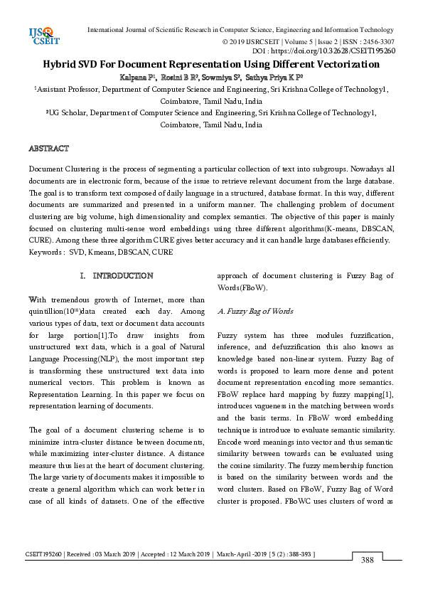 (PDF) Hybrid SVD For Document Representation Using Different Vectorization