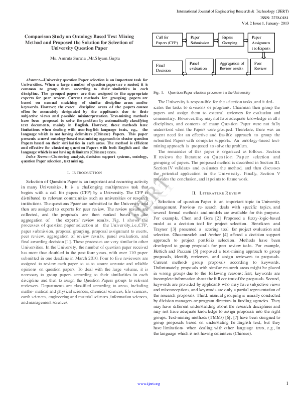 (PDF) IJERT-Comparison Study on Ontology Based Text Mining Method and Proposed the Solution for ...