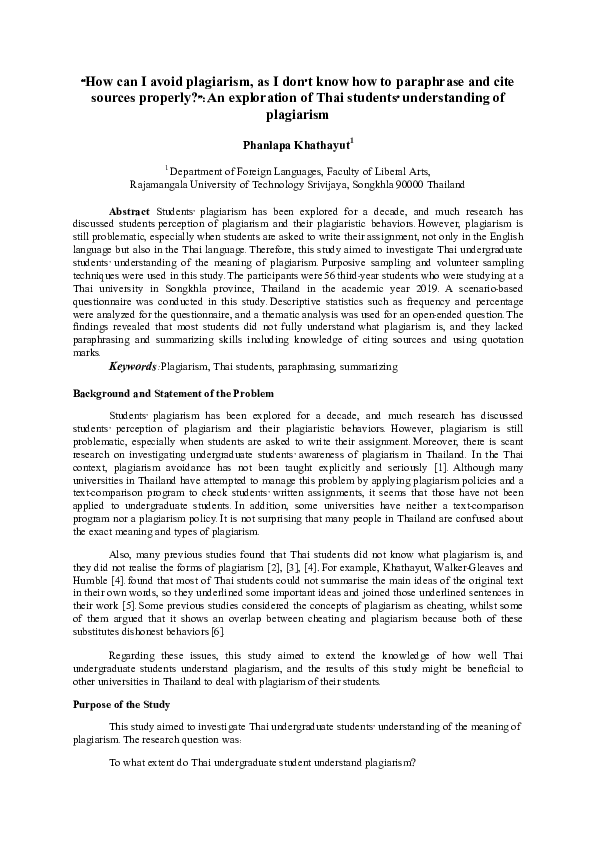 (PDF) "How can I avoid plagiarism, as I don't know how to paraphrase ...