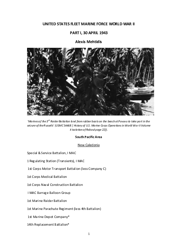 (PDF) United States Fleet Marine Force in World War II Part 1, 30 April ...