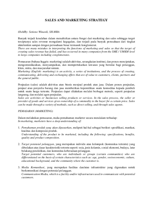 (PDF) SALES AND MARKETING STRATEGY