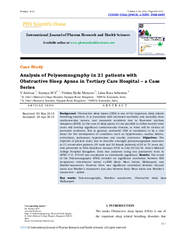 (PDF) Analysis of Polysomnography in 21 patients with Obstructive Sleep ...