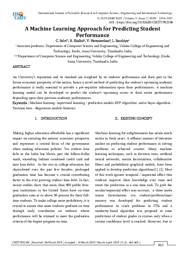 (PDF) A Machine Learning Approach for Predicting Student Performance