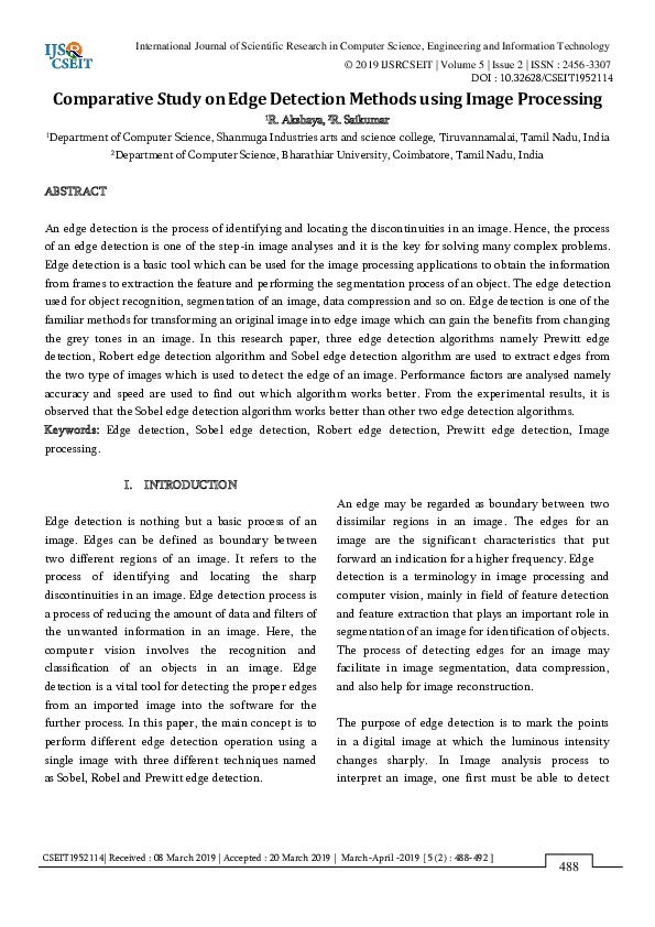(PDF) Comparative Study on Edge Detection Methods using Image Processing