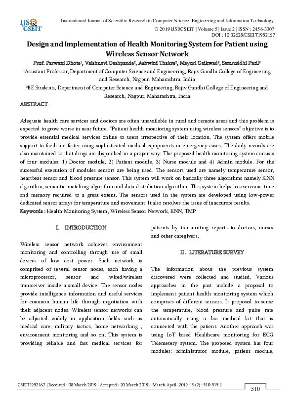 (PDF) Design and Implementation of Health Monitoring System for Patient ...
